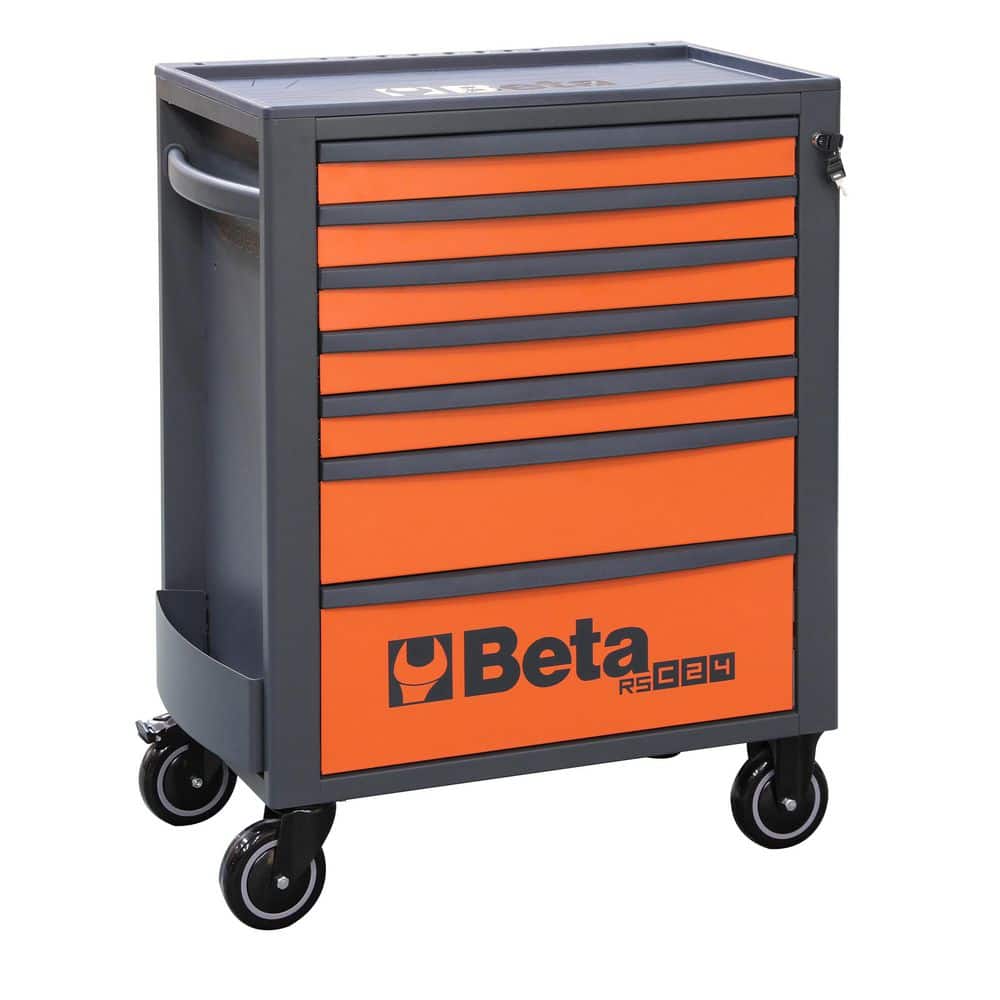 Beta RSC24 Heavy Duty 29 in. Wide Orange Steel Rolling Tool Box 7-Drawers, Ball Bearing Slides ...