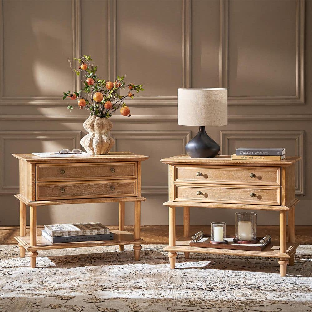 JAYDEN CREATION Constantin Oak 1-Drawer 28.4 in. W Nightstand with ...