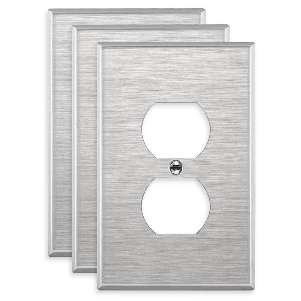 ENERLITES 1-Gang Midsize Stainless Steel Metal Duplex Wall Plate (3 ...