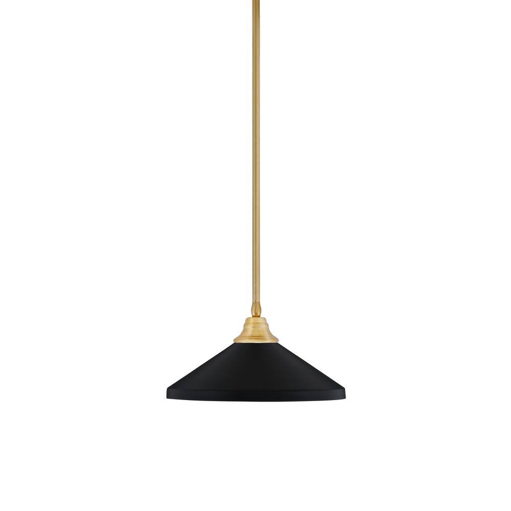 Sparta 100-Watt 1-Light New Age Brass Stem Pendant Light with Matte ...