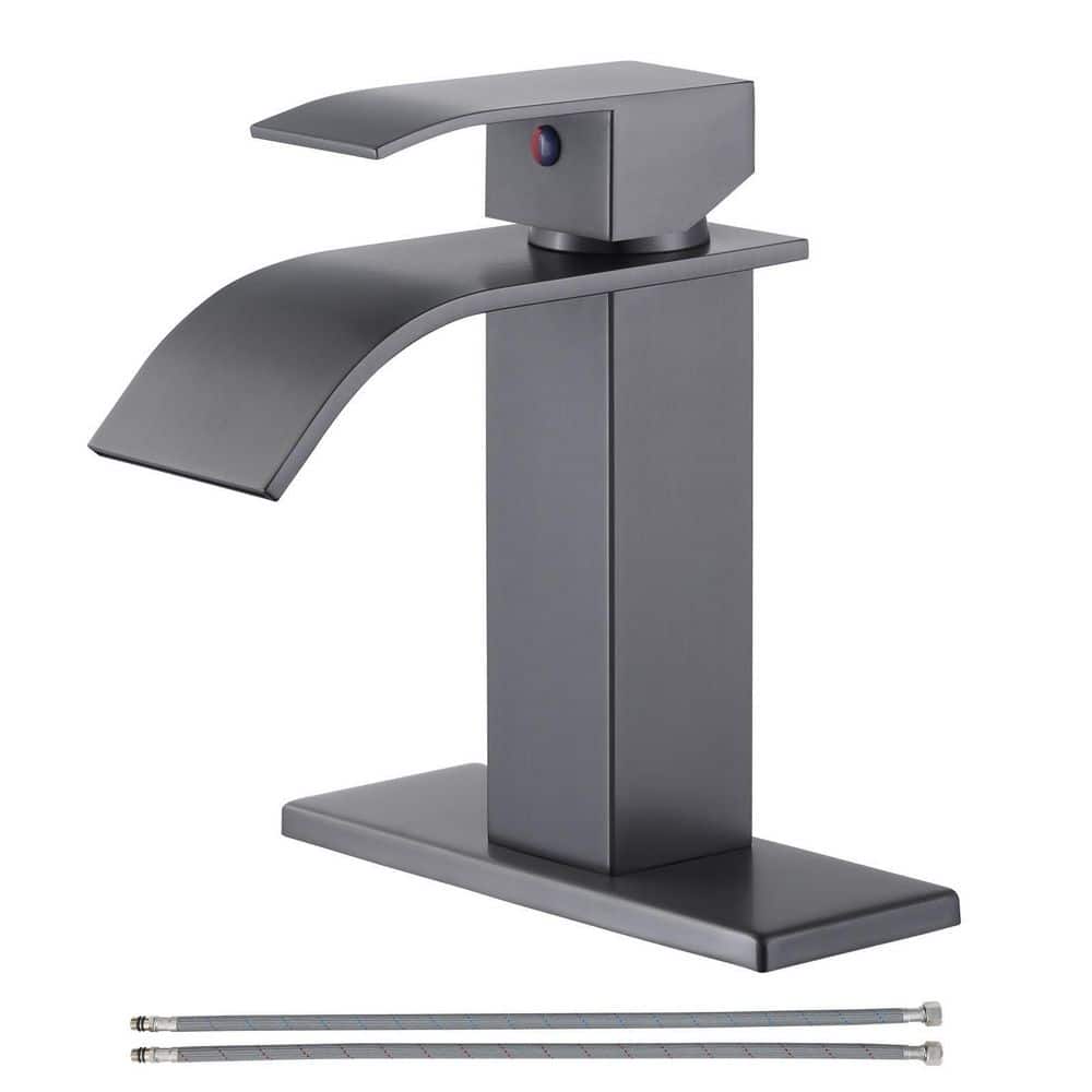WOWOW Single Handle Single Hole Bathroom Faucet with Deckplate Included ...