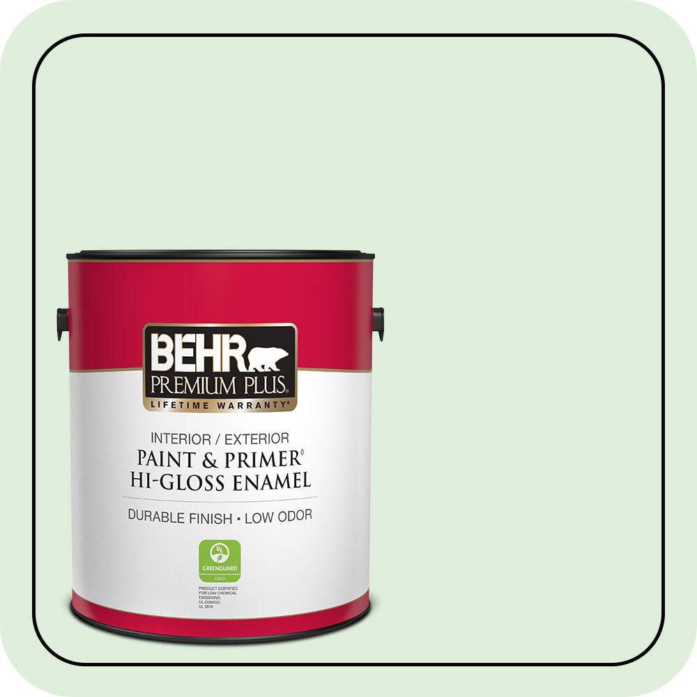 BEHR PREMIUM PLUS 1 gal. #450C-2 Breath of Spring Hi-Gloss Enamel ...
