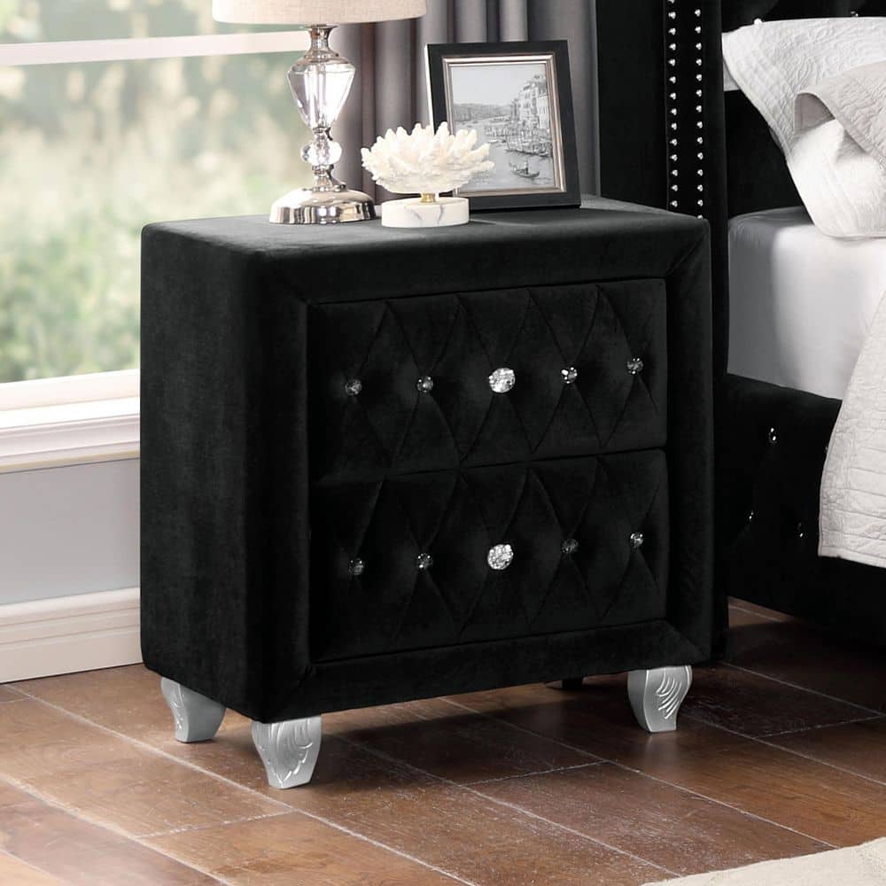 Furniture of America Nesika 2-Drawer Black Nightstand (26 in. H X 23 in ...