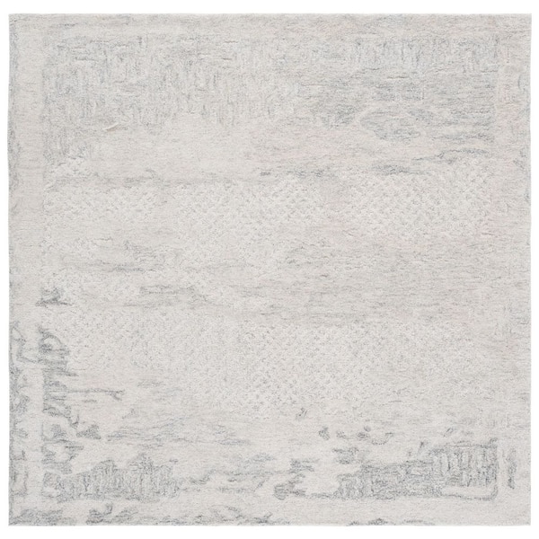 SAFAVIEH Harvest 6 ft. x 6 ft. Silver/Ivory Distressed Solid Color ...
