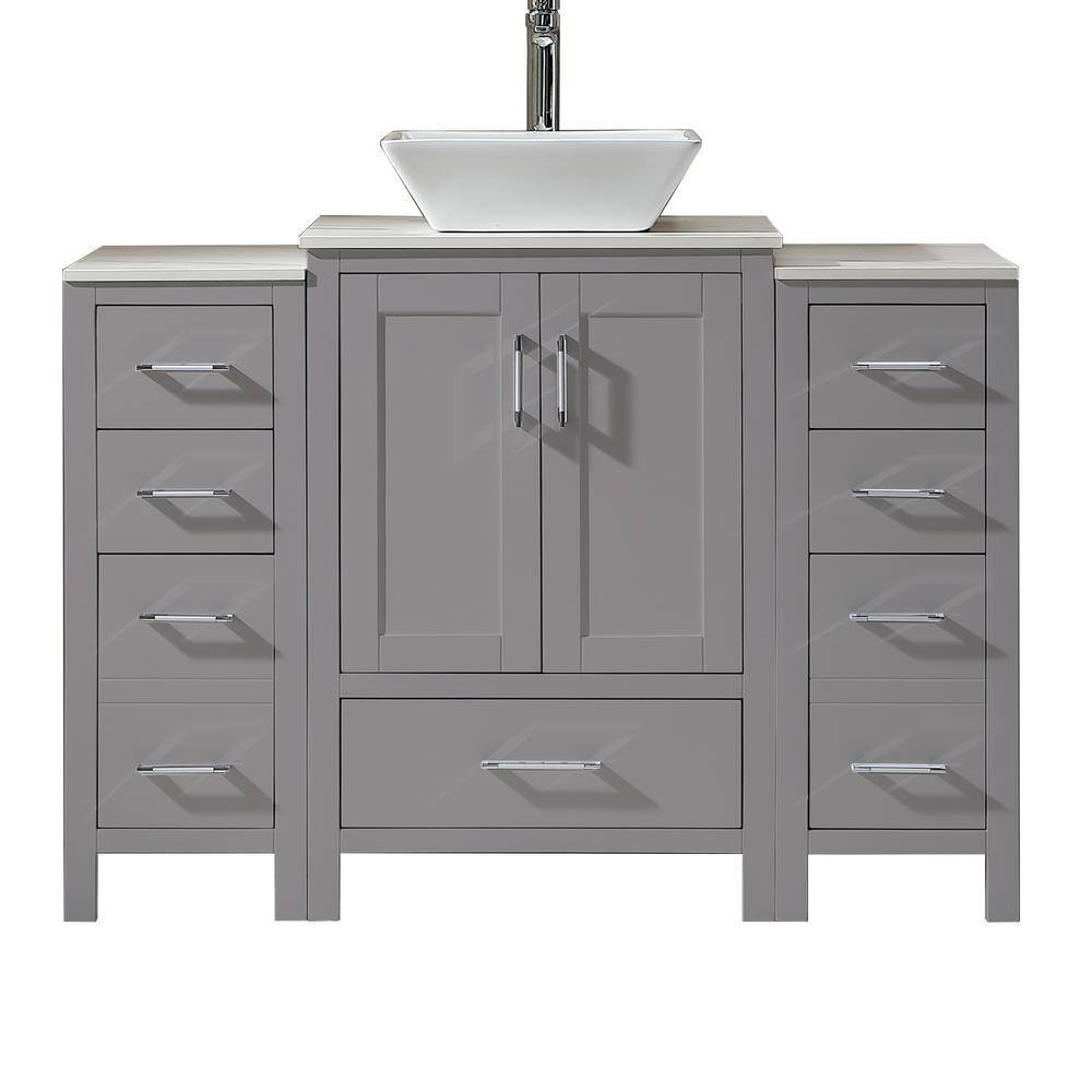 Xspracer Foyil 48 in. W x 22 in. D x 34 in. H Vanity in Gray with ...