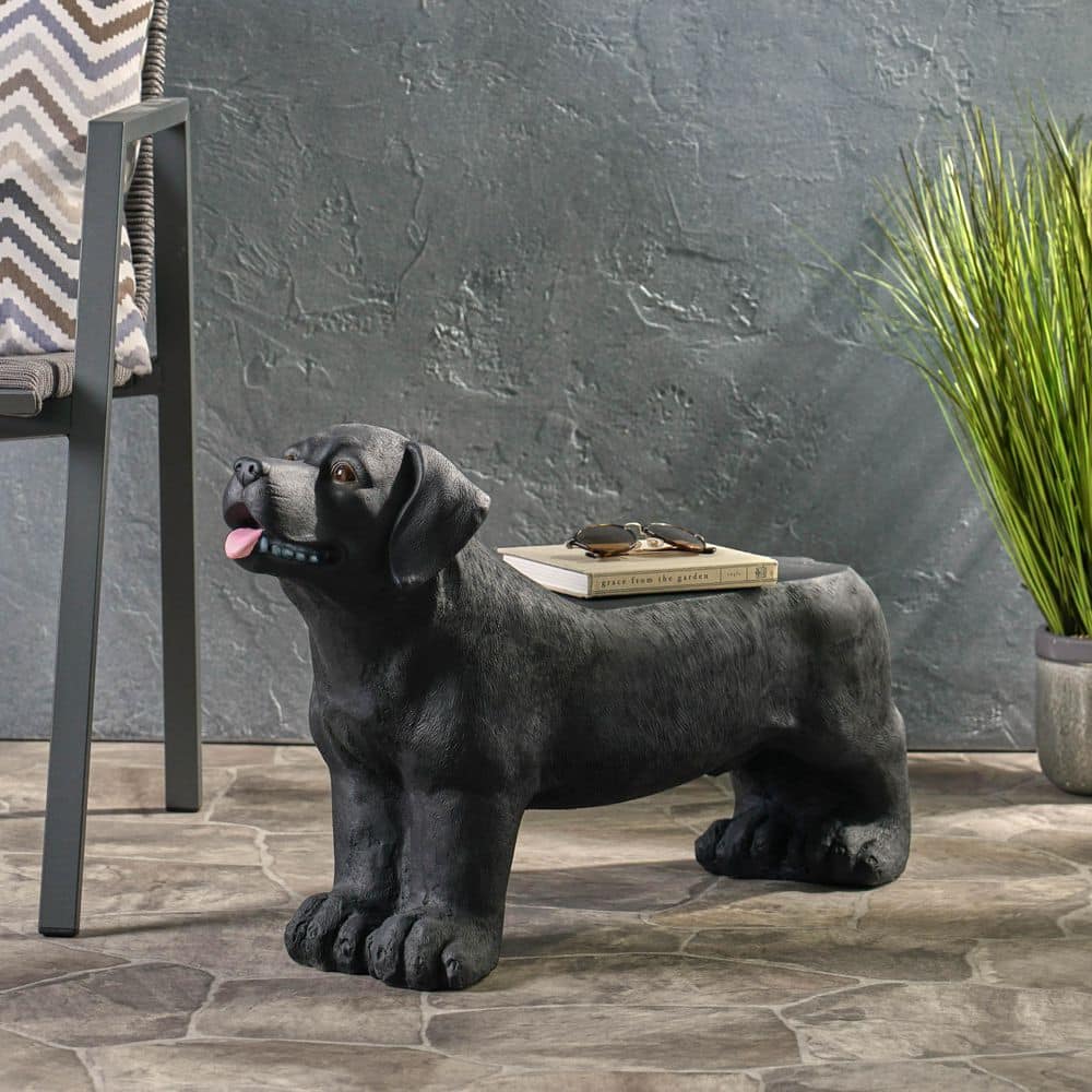 Black Stone Concrete Outdoor Ottoman Dog Bench Concrete Outdoor Bench ...
