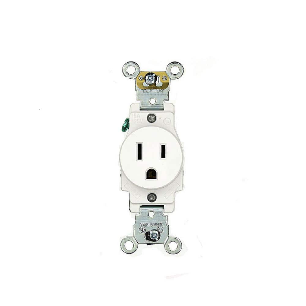 Leviton 15 Amp 125 V Industrial Grade Single Outlet/Receptacle, White ...