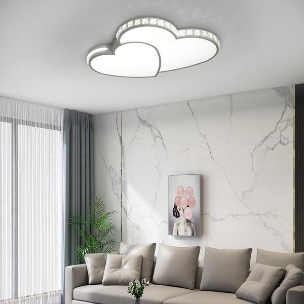 Heart Ceiling Light Panels OUKANING 20 In. 1 Light White Integrated