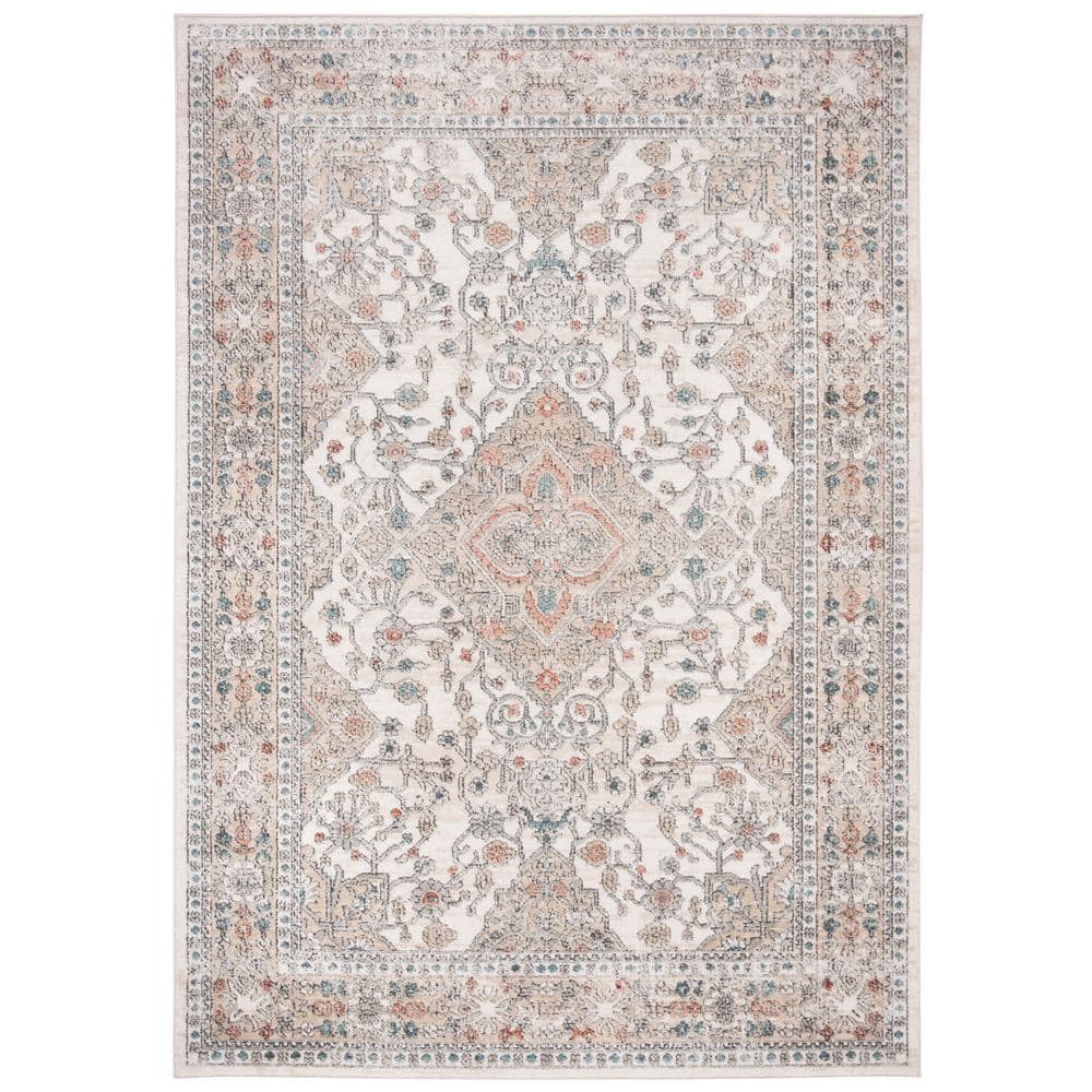SAFAVIEH Oregon Gray/Ivory 8 ft. x 10 ft. Border Distressed Area Rug ...