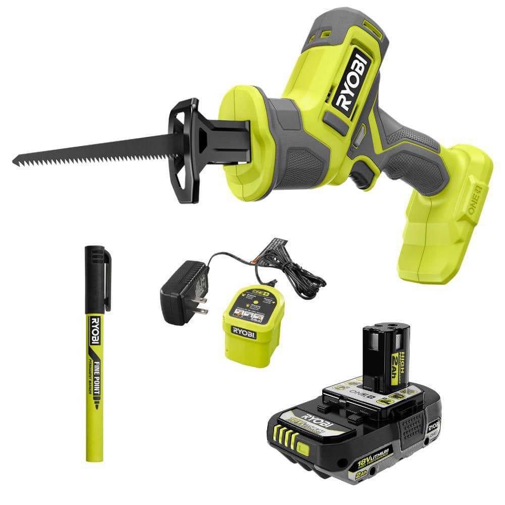 RYOBI ONE+ 18V Cordless One-Handed Reciprocating Saw Kit with 2 Ah ...