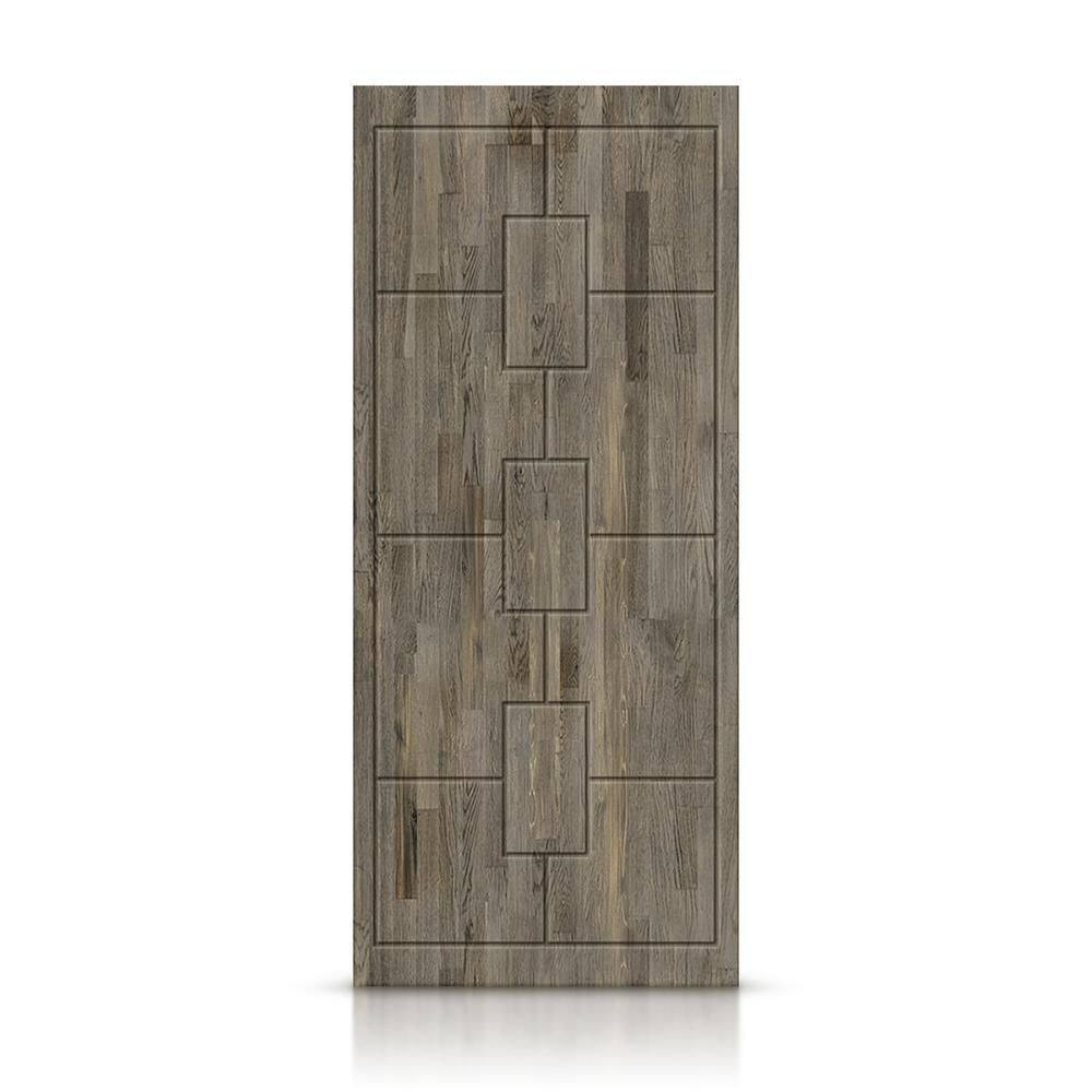 CALHOME 24 in. x 84 in. Hollow Core Weather Gray Stained Pine Wood ...