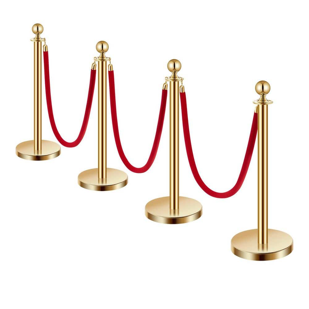 SKYSHALO Stanchions and Velvet Ropes 4-Piece, Hollow Base with ...
