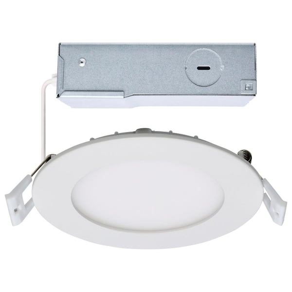 SATCO 4 in. Round Edge-lit White Adjustable CCT Canless Direct Wire ...