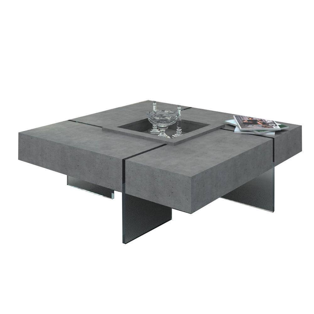 Benjara 47 in. Gray Square Wood Top Coffee Table BM279264 - The Home Depot