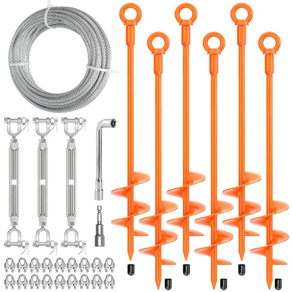 MOEPISY 30" Ground Anchors Shed Anchors Kit with 3/16" 75FT Galvanized ...