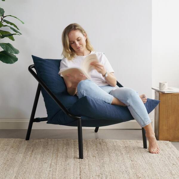 Zinus Audrey Navy Metal Sling Accent Arm Chair GHO FIGHAQ 31N The Home Depot