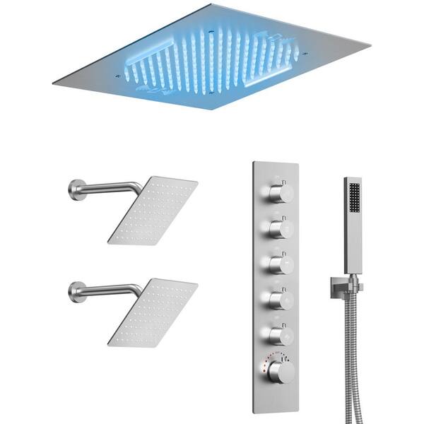Reviews for EVERSTEIN 5-Spray Patterns Square Ceiling Mount Dual Shower ...