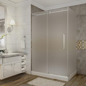 Aston Moselle 48 in. x 35 in. x 77-1/2 in. Completely Frameless Sliding Shower Door Enclosure in ...