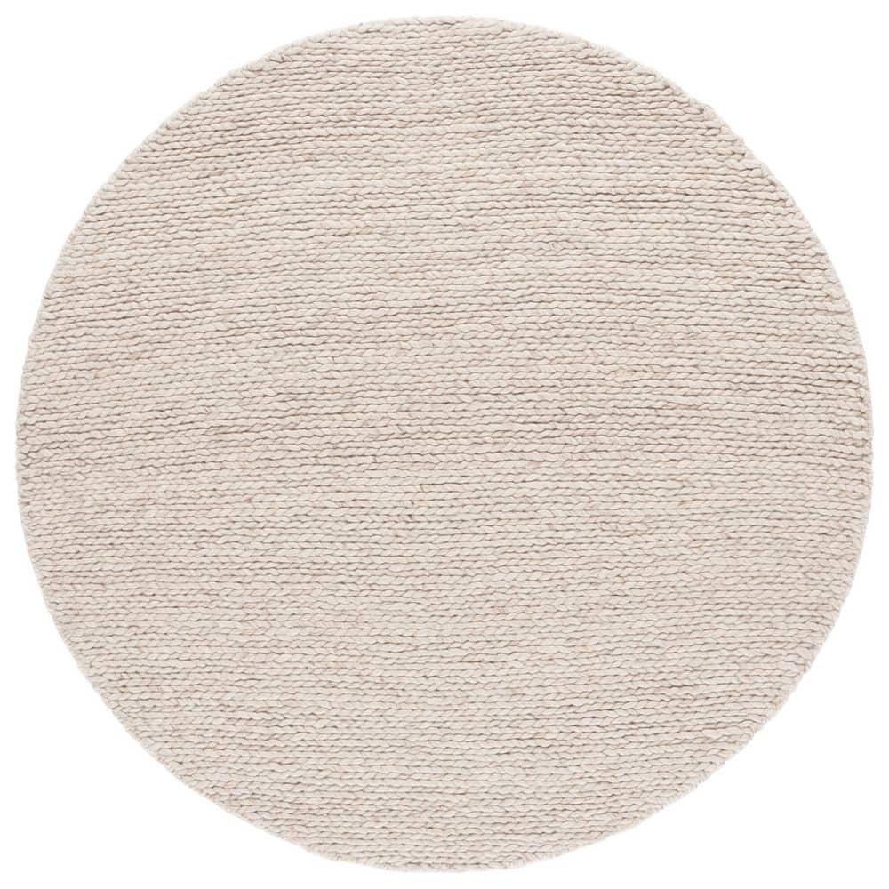 SAFAVIEH Natura 6 ft. x 6 ft. Light Beige Solid Marle Round Area Rug ...