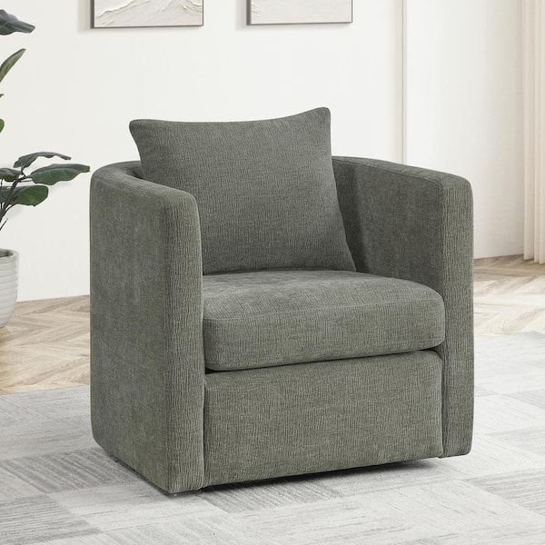 Sheldon Gray Fabric Barrel Chair with Swivel 8309-27 - The Home Depot