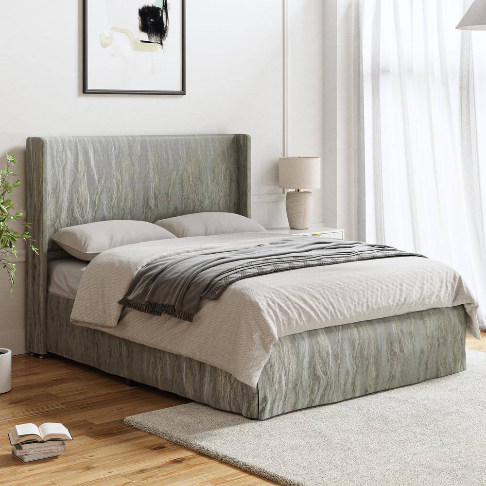 JAYDEN CREATION Raymond 2-Piece Pewter Wingback Design Queen Bedroom ...