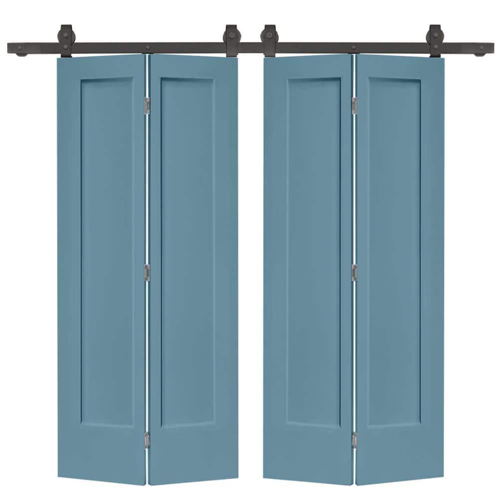 CALHOME 72 in. x 80 in. Hollow Core 1-Panel Dignity Blue MDF Composite ...