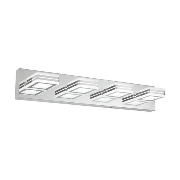 AVITAS 25.6 in. 4-Light Bathroom Chrome Acrylic LED Vanity Light Over ...