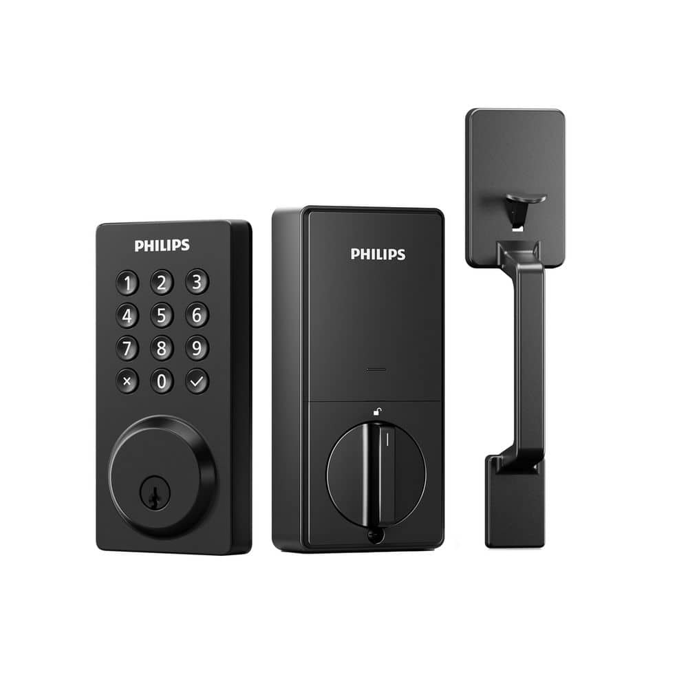 Philips Matte Black Single Cylinder Electronic Deadbolt with Handle Set ...