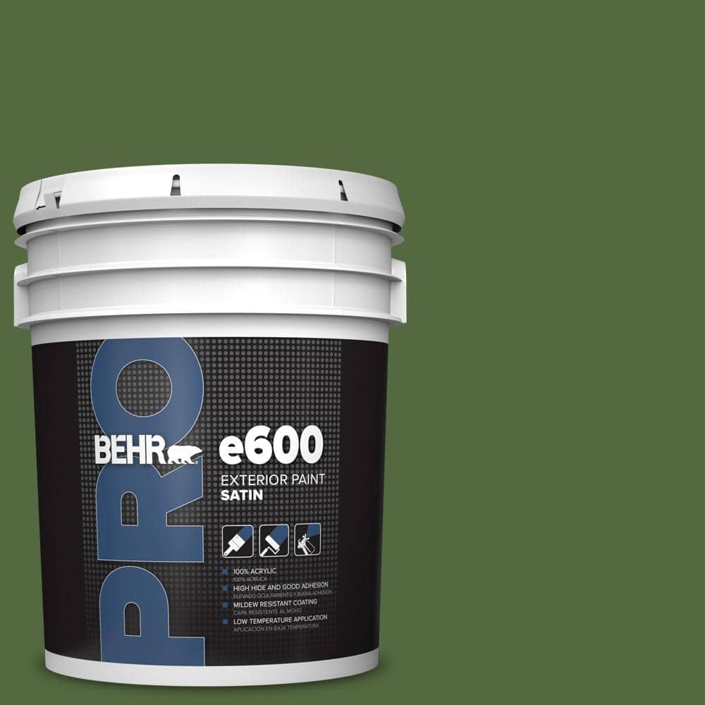 BEHR PRO 5 gal. #M380-7 Alfalfa Extract Satin Exterior Paint PR64305 ...