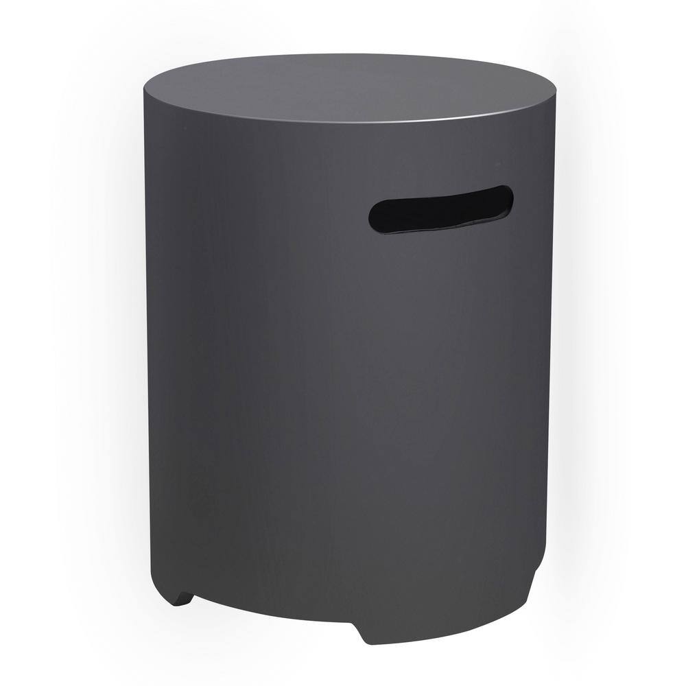 UPHA 20 in. Dark Gray Round Concrete Outdoor Propane Tank Cover Table ...
