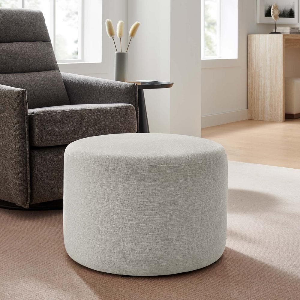 MODWAY Callum Large 23 in. Round Woven Heathered Fabric Upholstered ...