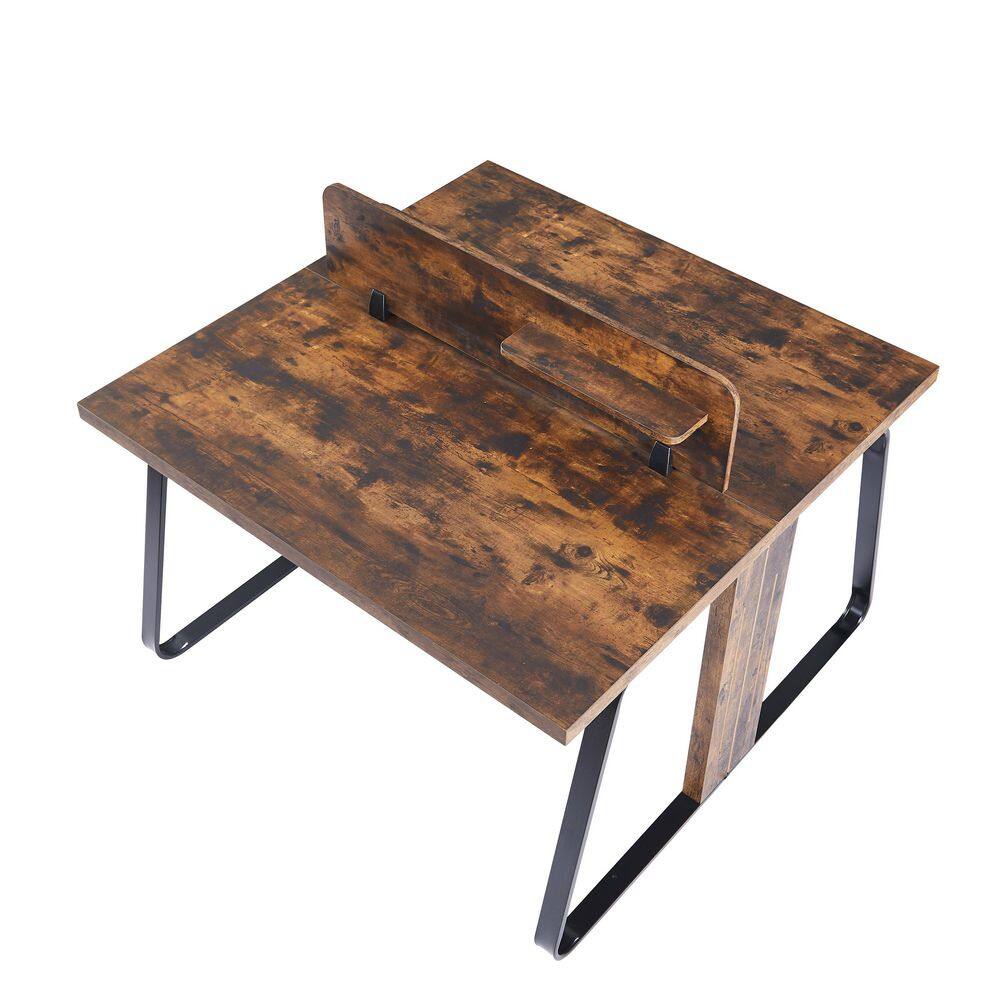 Maincraft 47.2 in. Retangular Brown MDF 2-Person Double Computer Desk ...