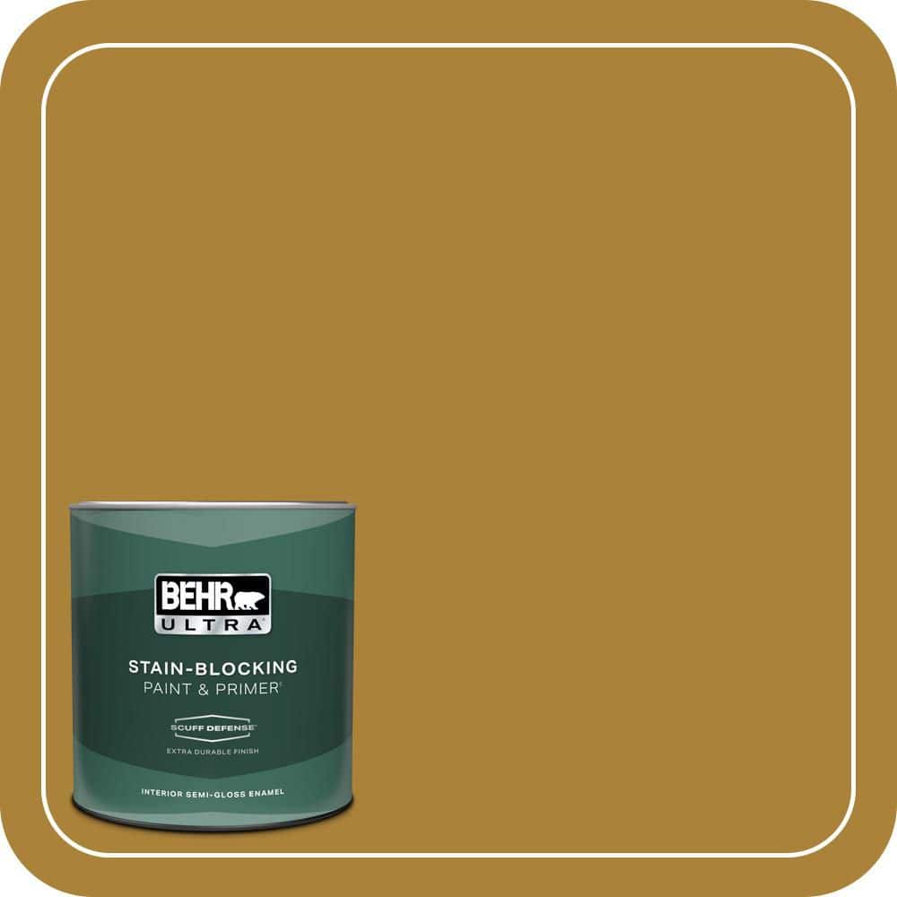 BEHR ULTRA 1 qt. #340D-7 Golden Green Extra Durable Semi-Gloss Enamel ...