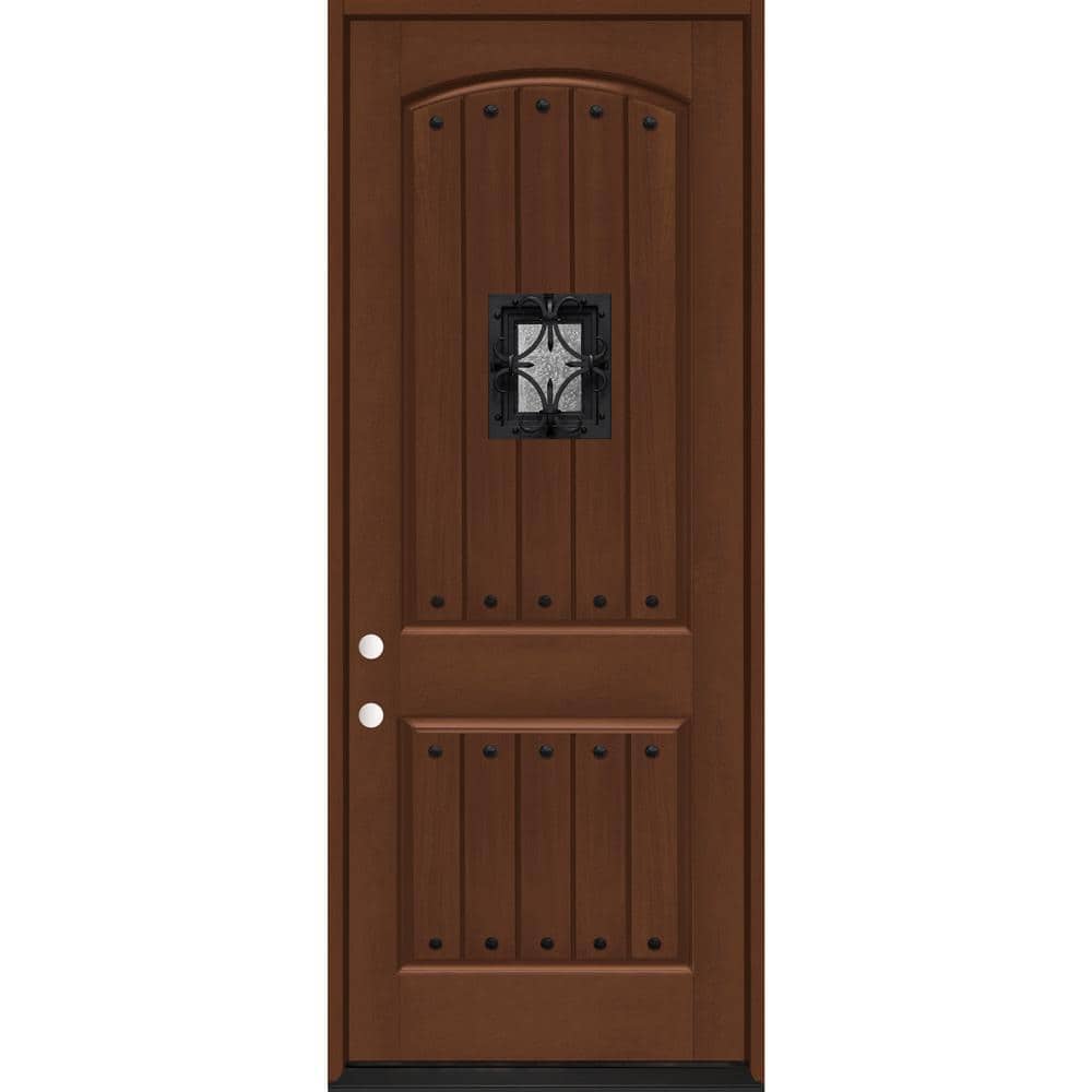 Steves & Sons 36 in. x 96 in. 2-Panel Right-Hand/Inswing Chestnut Stain ...