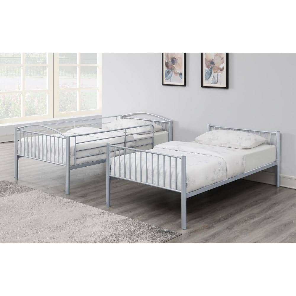 Coaster Anson Silver Twin Over Twin Bunk Bed with Ladder 400730T - The ...