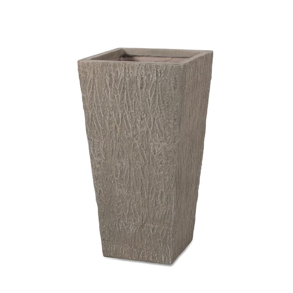 Noble House Leiman 31 in. Tall Brown Wood Lightweight Concrete Outdoor ...