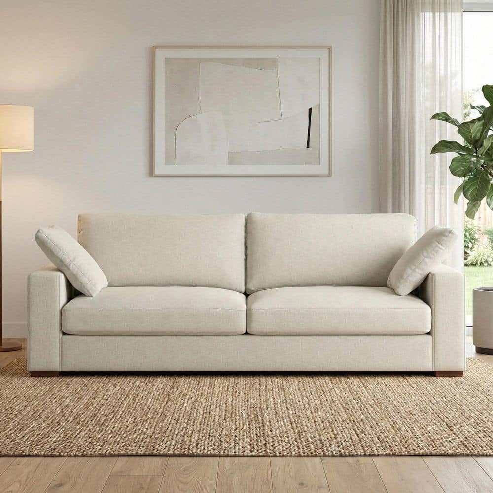 Simpli Home Charlie 96 inch Straight Arm Tightly Woven Performance ...