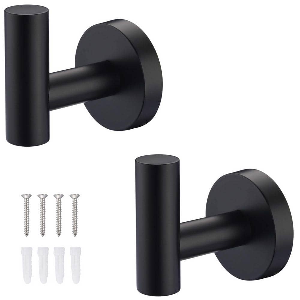 UPIKER Round Knob Bathroom Robe/Towel Hook in Matte Black(2-Pack ...