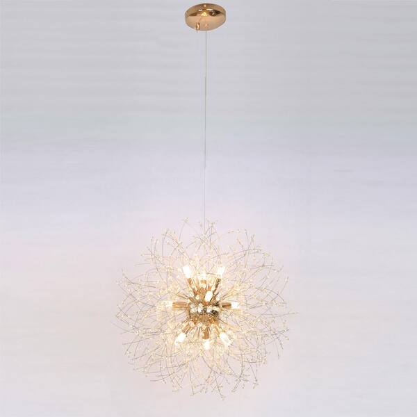 Pia Ricco 9-Light Integrated LED Gold Firework Dandelion Sputnik ...