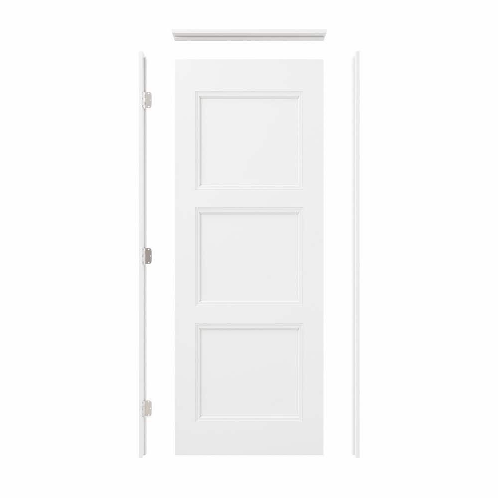 ARK DESIGN 30 in. x 80 in. 3-Panel Right-Handed Painted Solid Core Wood ...