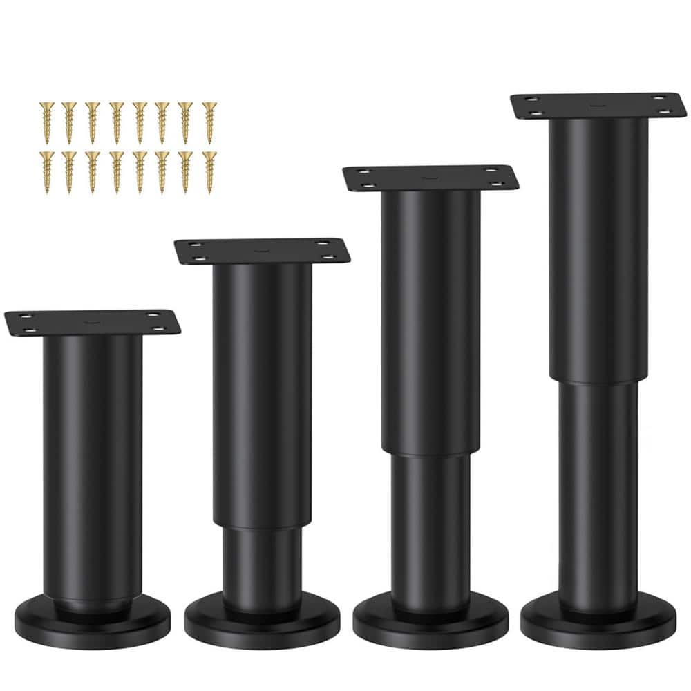 Angel Sar 4-Piece Black Metal Bed Replacement Legs with Adjustable ...
