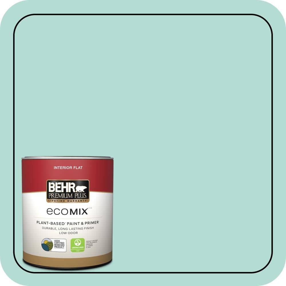BEHR PREMIUM PLUS 1 qt. #490C-3 Balmy Seas Flat EcoMix Plant-Based ...