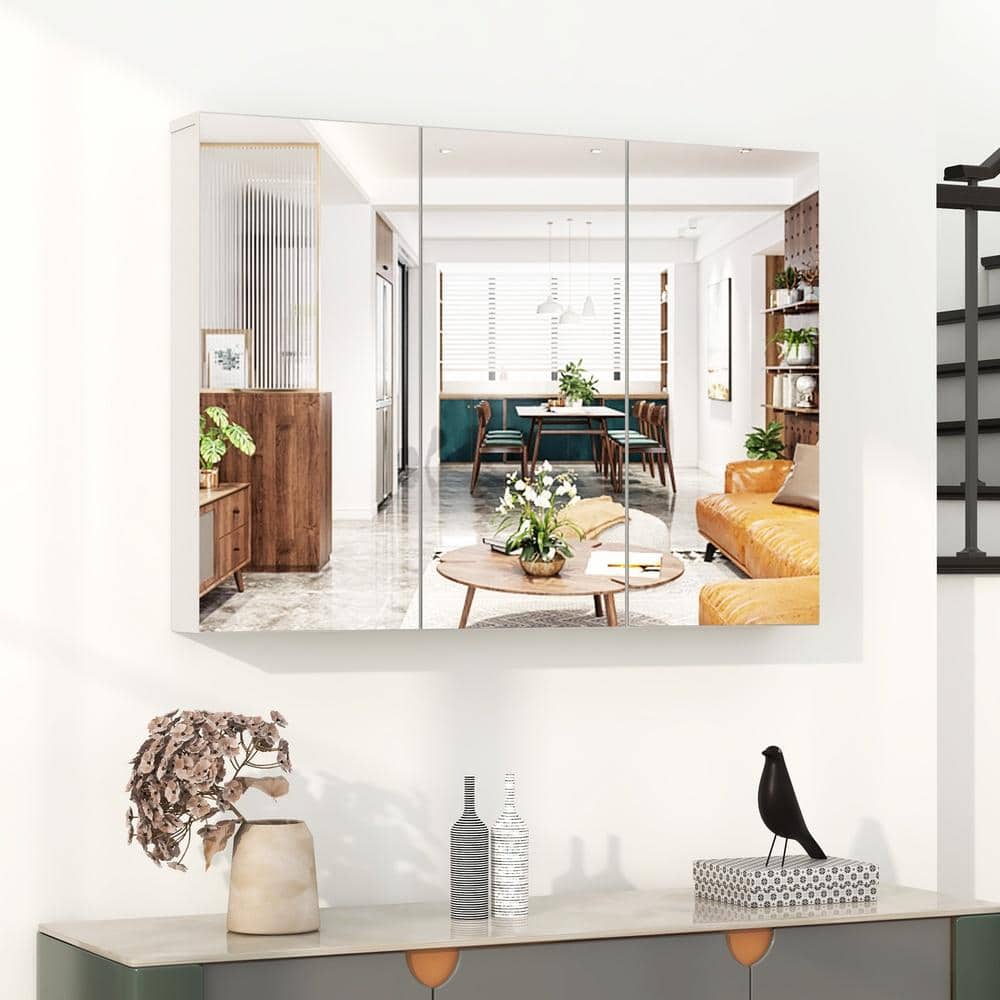 Bunpeony Frameless Wall-Mount Bathroom Medicine Cabinet, 3 HD Mirrored ...