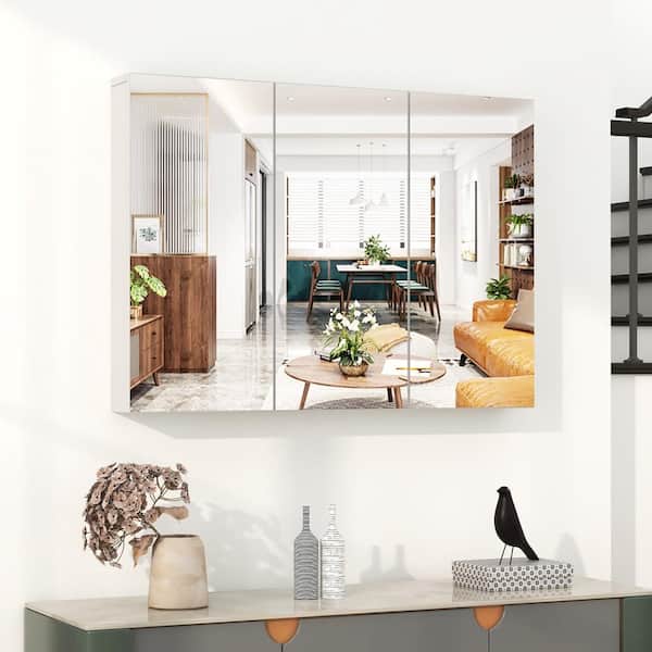 Bunpeony Frameless Wall-Mount Bathroom Medicine Cabinet, 3 HD Mirrored ...