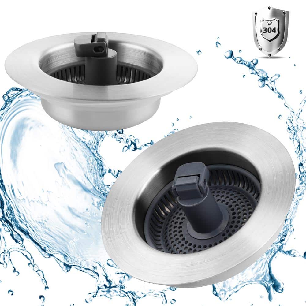3-1/2 in. Kitchen Sink Drain Strainer and Stopper Combo, 2-Pack ...