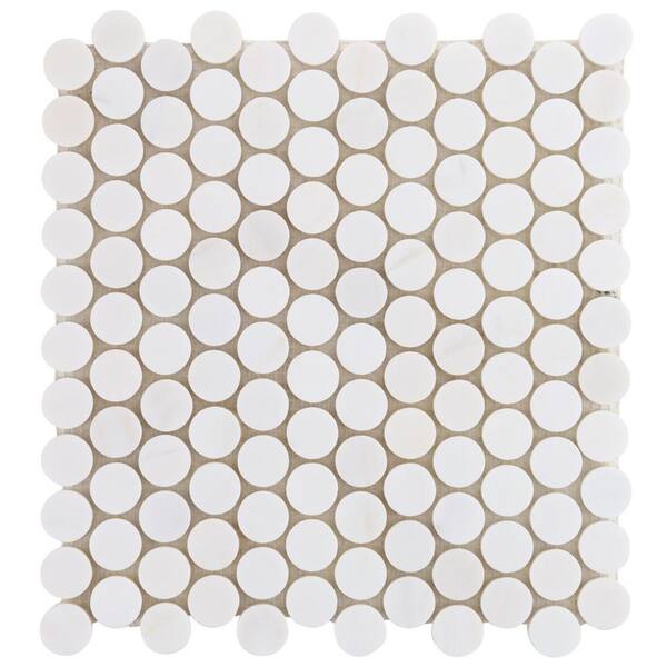Ivy Hill Tile Bianco Dolomite White 3 in. x 0.37 in. Penny Round ...