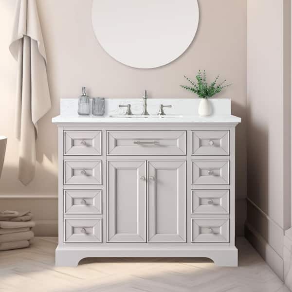 SUDIO Thompson 42 in. W x 22 in. D Bath Vanity in Taupe with Engineered ...