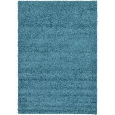 Unique Loom Solid Shag Aqua Blue 6 ft. Round Area Rug-3127851 - The ...