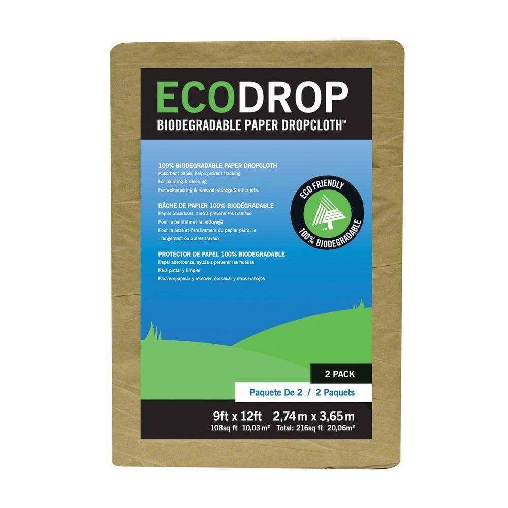 TRIMACO EcoDrop 9 ft. x 12 ft. Paper Drop Cloth (2-Pack) 02104/6HD ...