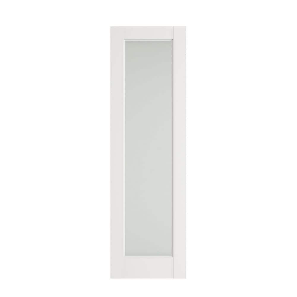 GOLDENPOLEY 24 in. x 80 in. Full Lite Solid Core Frosted Glass White ...